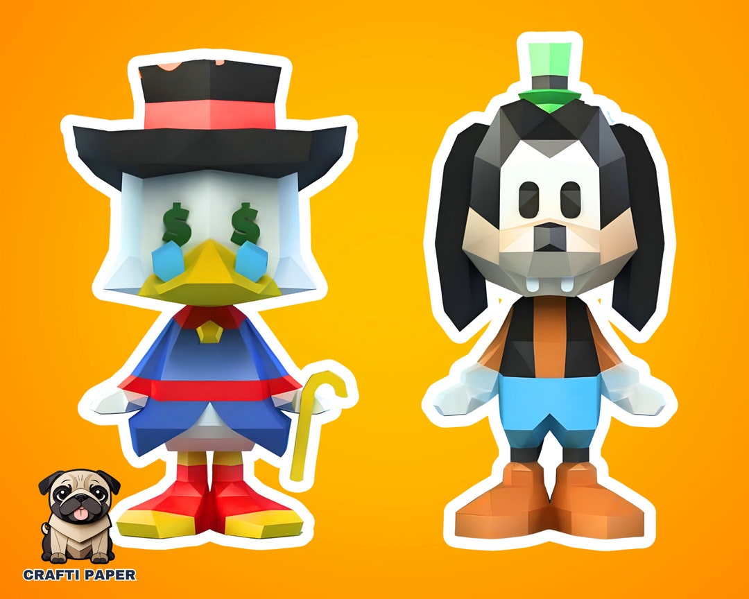 Papermouse Friends Papercraft Kit Low Poly 3D Origami, Templates for ...