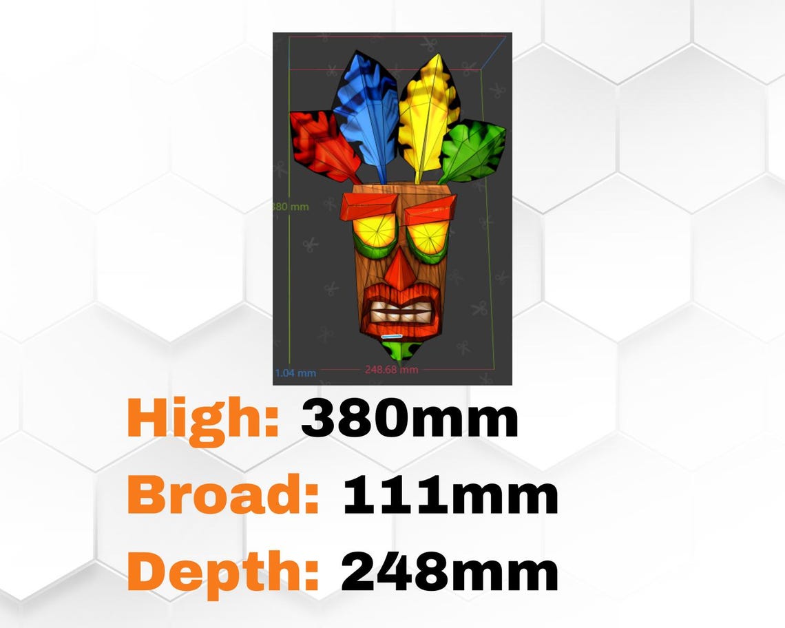 Aku Aku Mask Papercraft: 3D Low Poly Room Decor (PDF Template) - Etsy