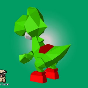 DIY Yoshi Papercraft Template - Fun Paper Model for Mario Fans, Low ...
