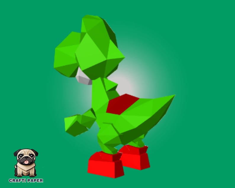 DIY Yoshi Papercraft: Low Poly 3D Model (PDF, DXF) - Etsy