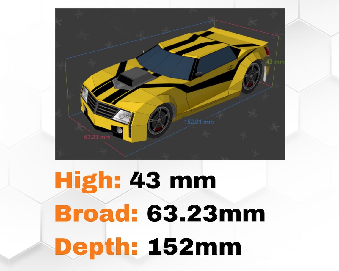 Papercraft Chevrolet Camaro Template, PDF, 3D Paper Model, Home Decor ...