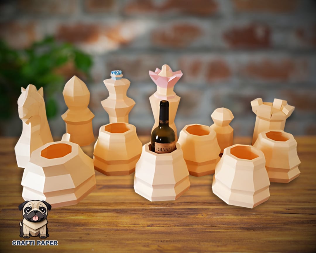 Chess Wine Box Papercraft: Low Poly 3D Pepakura Template (PDF) - Etsy