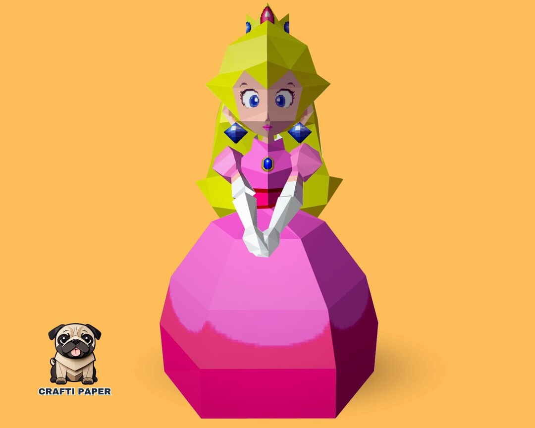 Princess Peach Papercraft Template: Low Poly 3D Model (PDF) - Etsy