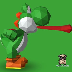 Papercraft Yoshi Template - Fun Paper Model for Mario Fans, Low Poly 3D ...