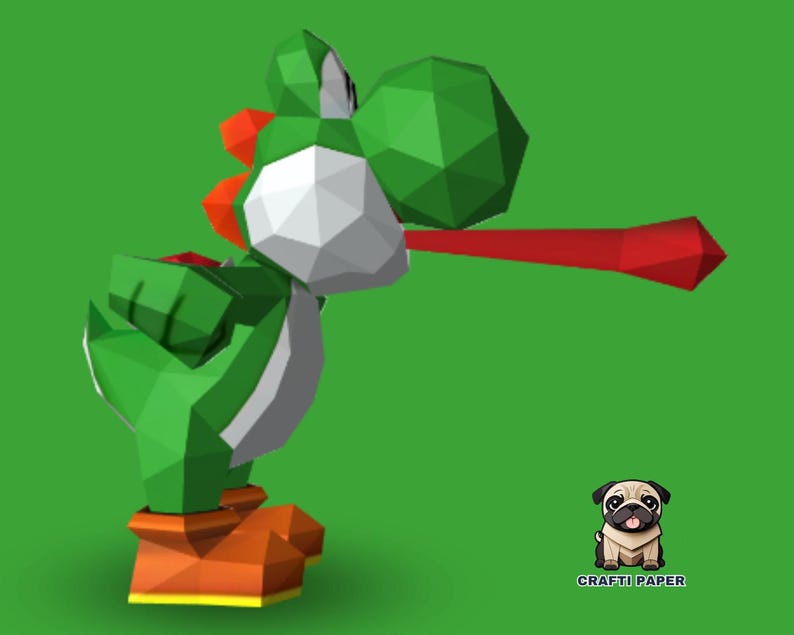 Papercraft Yoshi Template - Fun Paper Model for Mario Fans, Low Poly 3D ...
