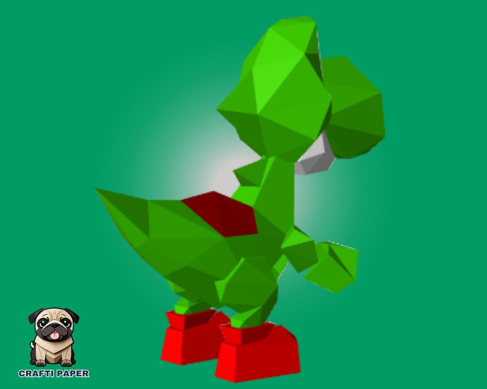 DIY Yoshi Papercraft: Low Poly 3D Model (PDF, DXF) - Etsy