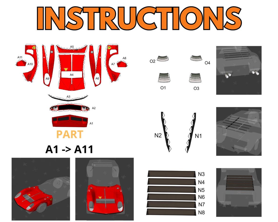 Papercraft Lamborghini Template: 3D Low Poly Car Model (PDF) - Etsy