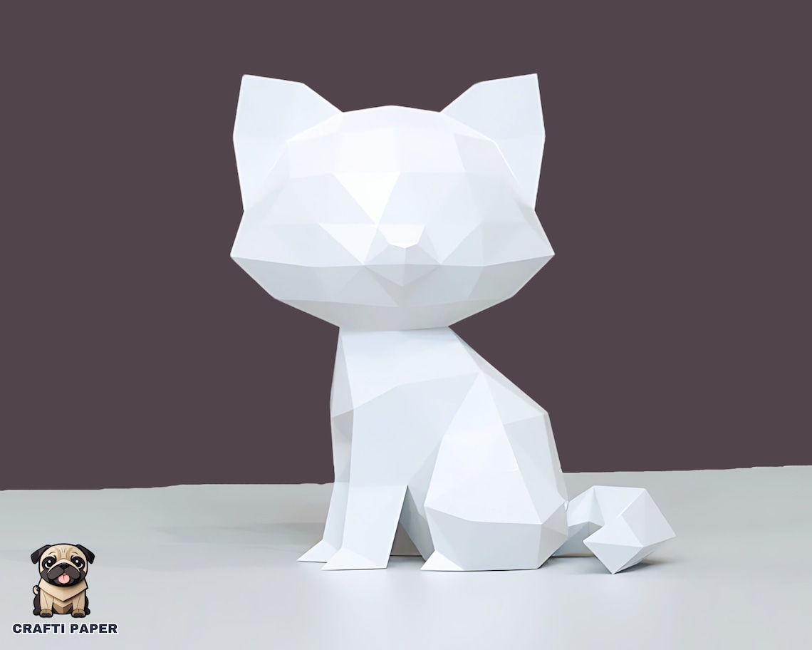 Kitten Papercraft Template, PDF, 3D Paper Model Cat, Home Decor, DIY ...