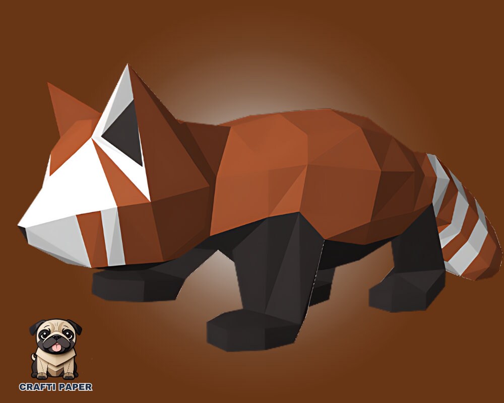 Red Panda Papercraft Template / Diy Animal Papercraft / 3d Template ...