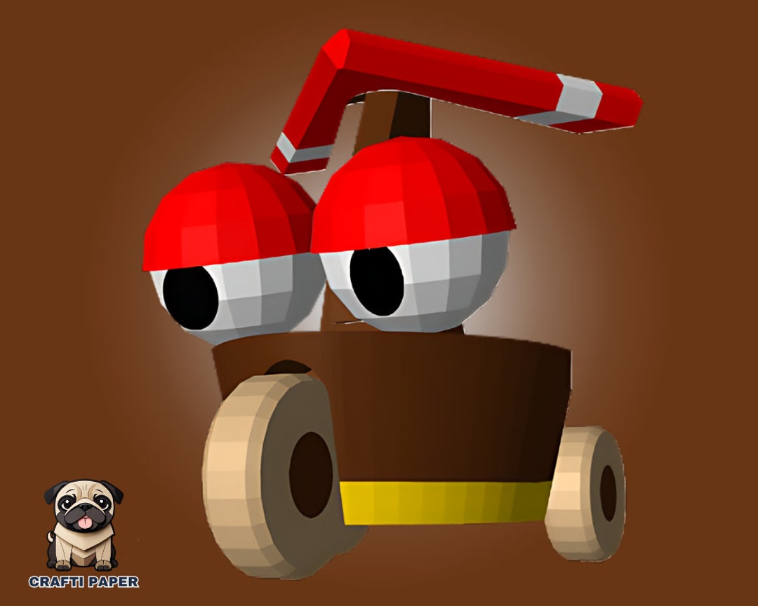 Retro Video Game Character Papercraft Template Set Low Poly Diy 3D ...