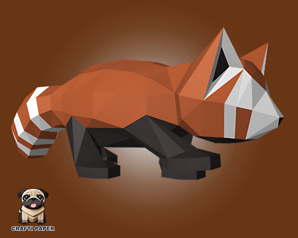 Red Panda Papercraft Template / Diy Animal Papercraft / 3d Template ...