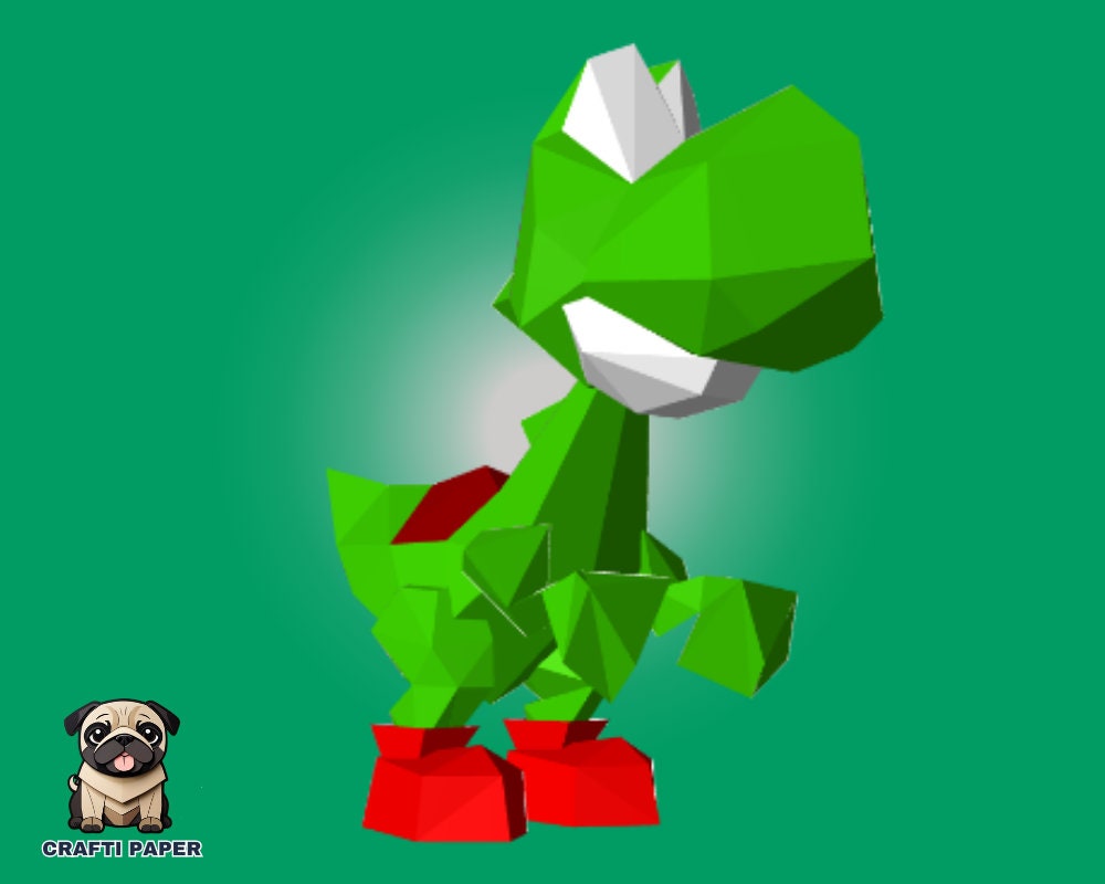 DIY Yoshi Papercraft Template - Fun Paper Model for Mario Fans, Low ...
