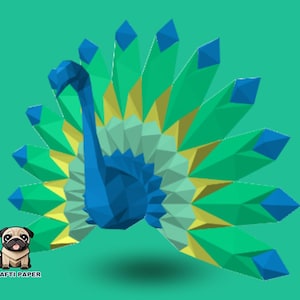 Peacock Papercraft Template: DIY Low Poly 3D Origami (PDF Template) - Etsy