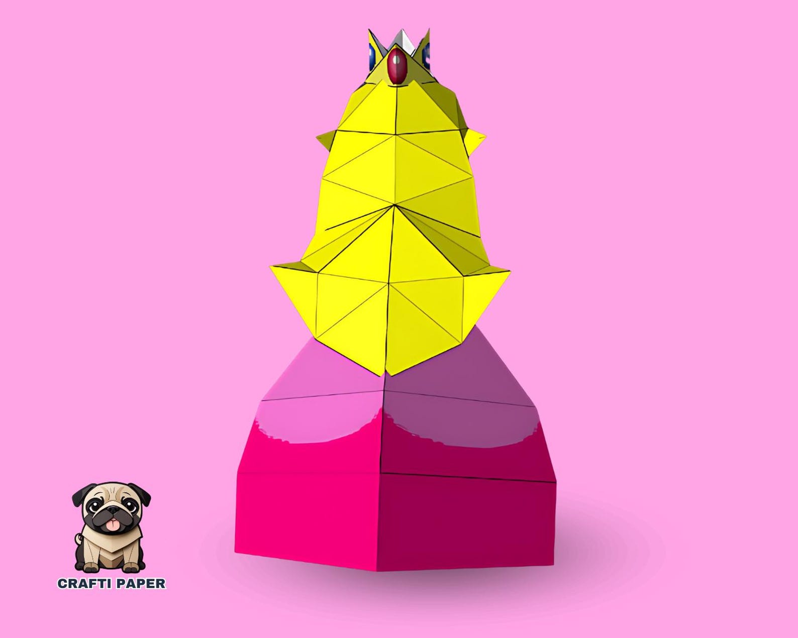 Princess Peach Papercraft Template: Low Poly 3D Model (PDF) - Etsy