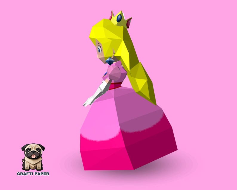 Princess Peach Papercraft Template: Low Poly 3D Model (PDF) - Etsy