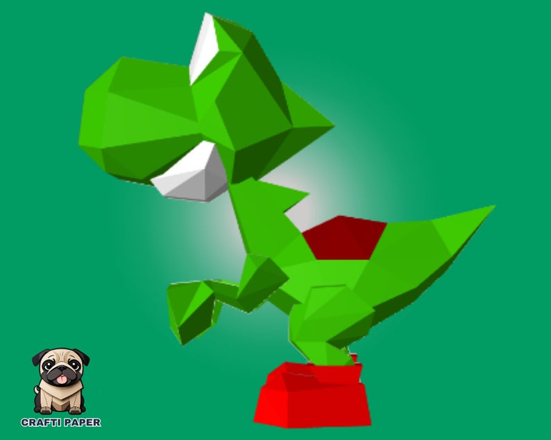 DIY Yoshi Papercraft Template Fun Paper Model for Mario Fans, Low Poly ...