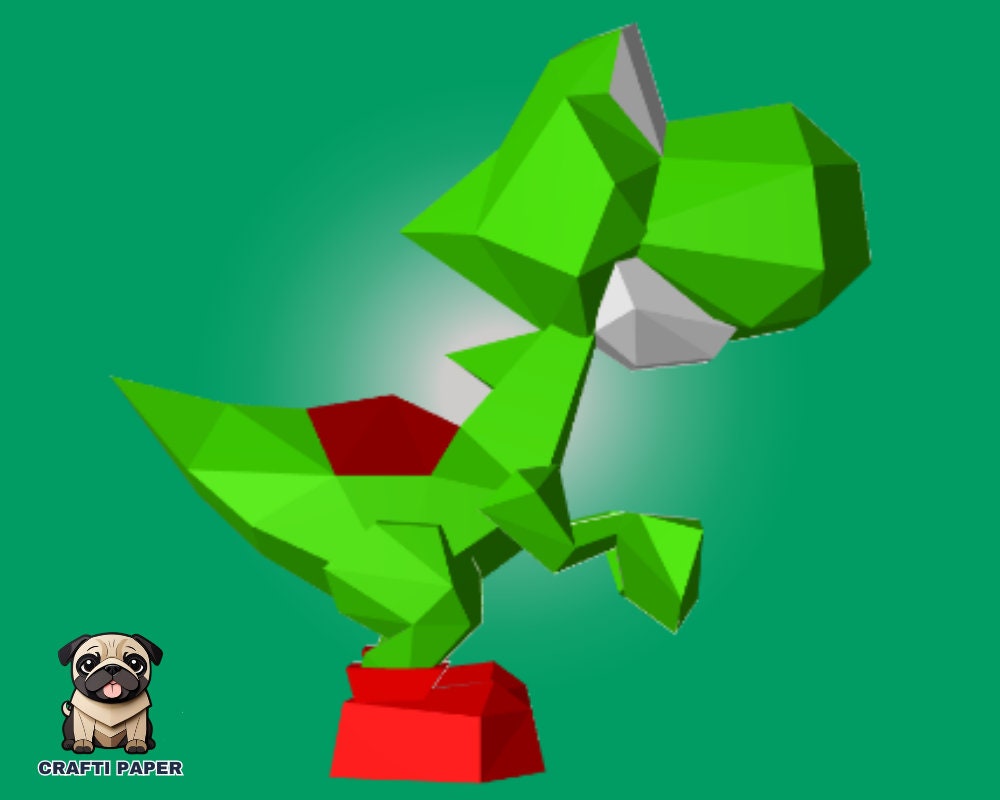 DIY Yoshi Papercraft Template Fun Paper Model for Mario Fans, Low Poly ...