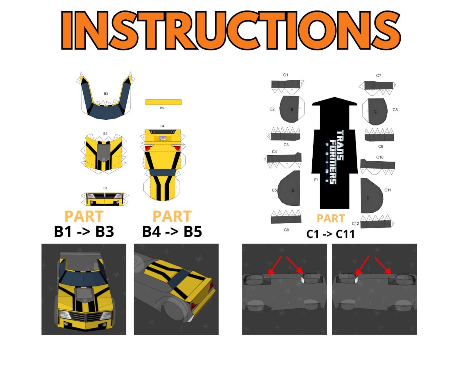 Papercraft Chevrolet Camaro Template, PDF, 3D Paper Model, Home Decor ...