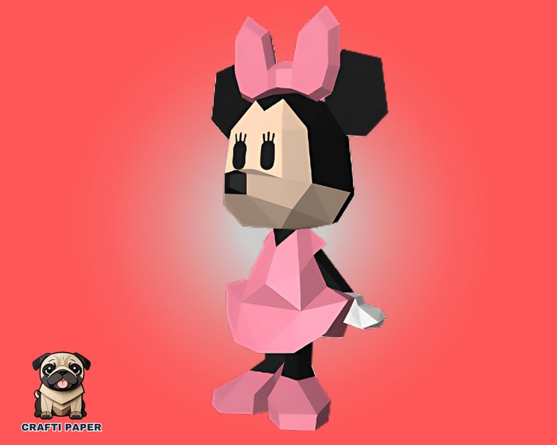 Papermouse Friends Papercraft Kit Low Poly 3D Origami, Template for Diy ...