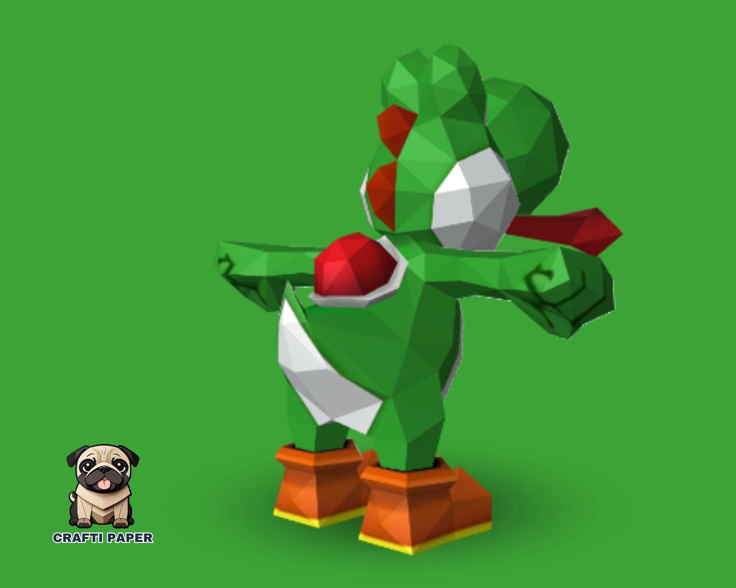 Papercraft Yoshi Template - Fun Paper Model for Mario Fans, Low Poly 3D ...