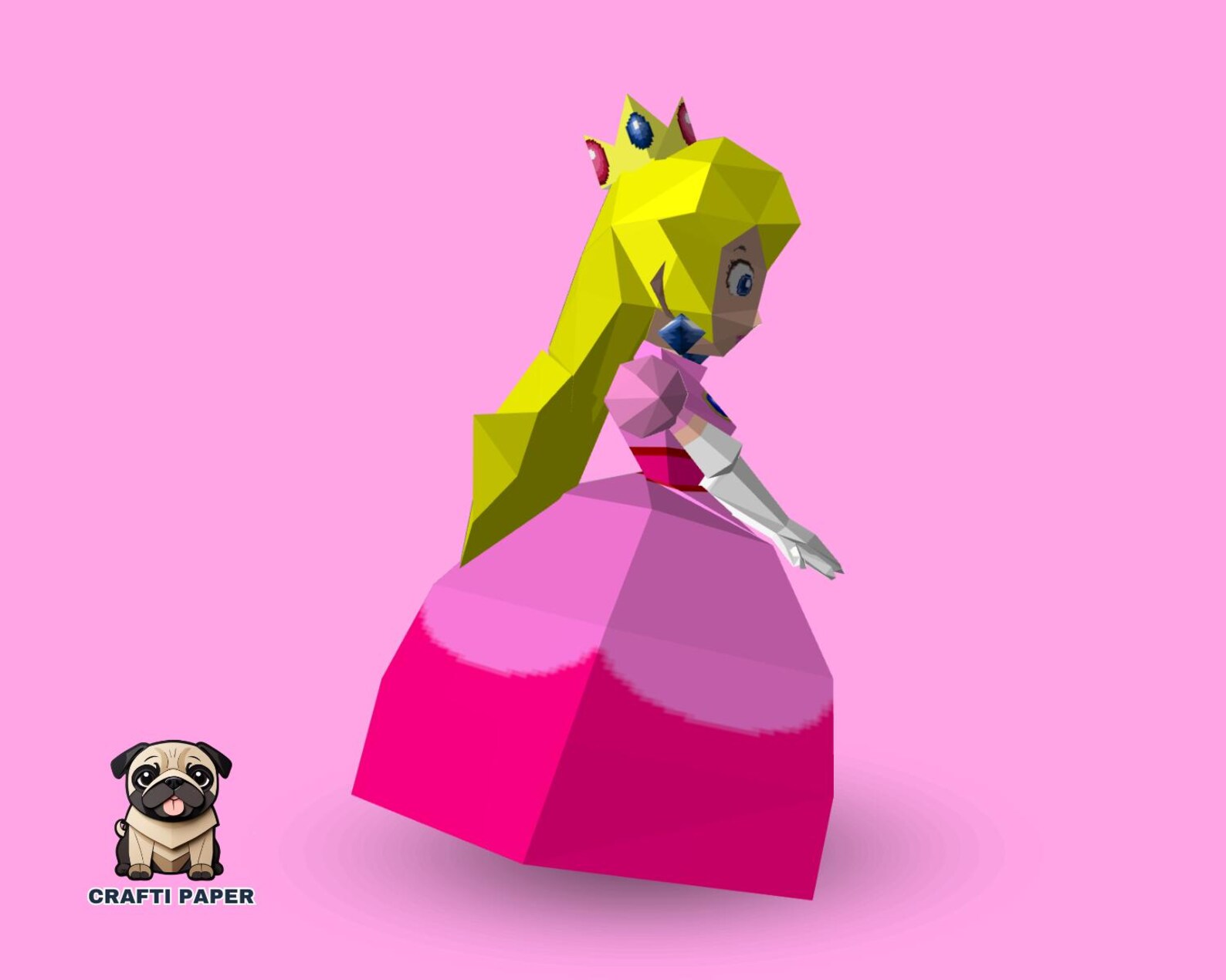 Princess Peach Papercraft Template: Low Poly 3D Model (PDF) - Etsy