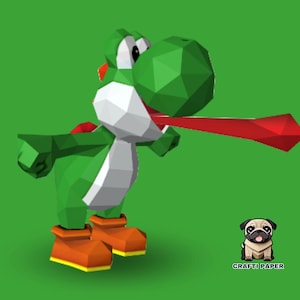 Papercraft Yoshi Template - Fun Paper Model for Mario Fans, Low Poly 3D ...