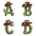 Cactus Cowboy Alphabet Clip Art A-Z & 0-9 Western Theme PNG 300 DPI ...