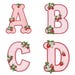 Strawberry Floral Alphabet Clip Art: Pink Gingham Letters & Numbers ...