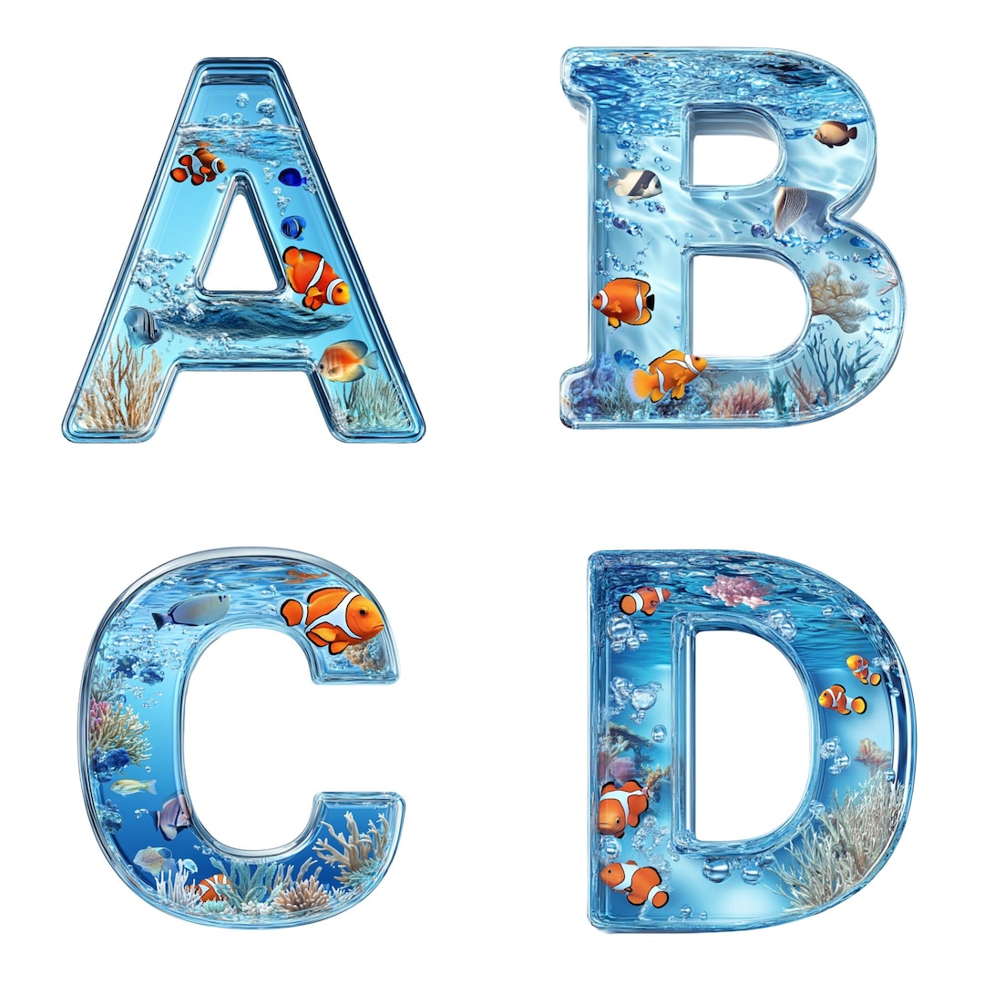 Sea Life Alphabet Clip Art: Ocean Animal Pngs (digital Download) - Etsy