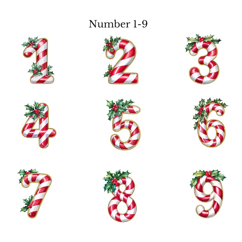 Candy Cane Christmas Alphabet Clip Art: Watercolor Holiday Letters ...