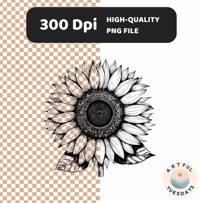 Sunflower PNG Instant Download Hand-sketched Kansas State Flower ...