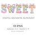Pastel Rainbow Alphabet Clipart: Bows & Gold Trim (PNG Digital Download ...