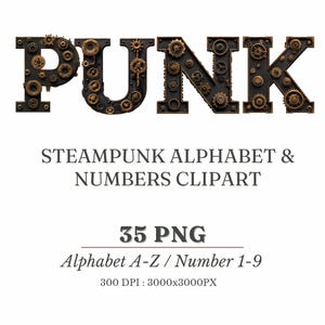 Steampunk Alphabet & Numbers Clip Art A-Z, 0-9 | 300 DPI PNG ...