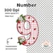 Strawberry Floral Alphabet Clip Art: Pink Gingham Letters & Numbers ...