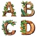 Woodland Alphabet Clipart: Rustic Wood Leaf Font (PNG Digital Download ...