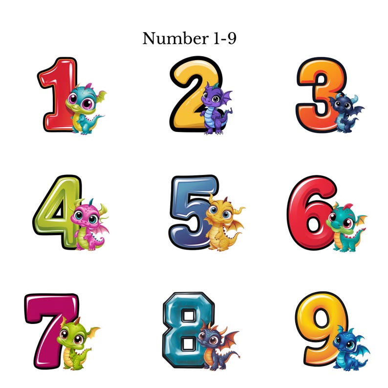 Dragon Cartoon Alphabet A-Z & Numbers 1-9 Clip Art, 300 DPI PNG ...