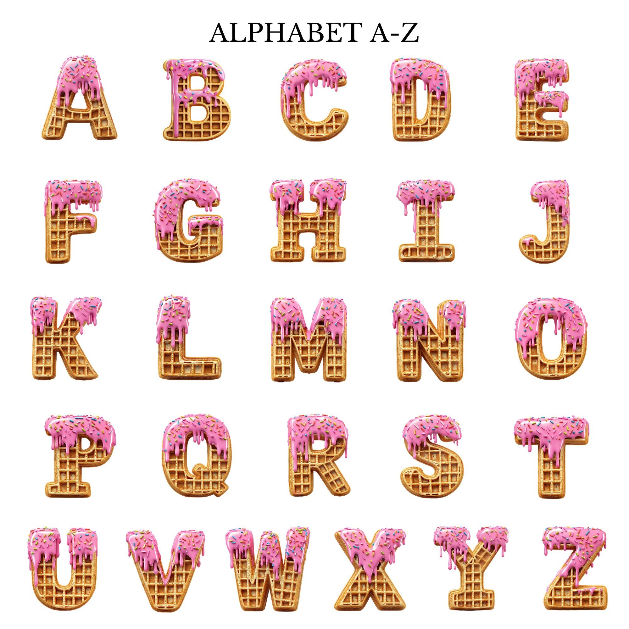 Pink Drippy Waffle Alphabet PNG: Drip Letters & Numbers Clipart ...