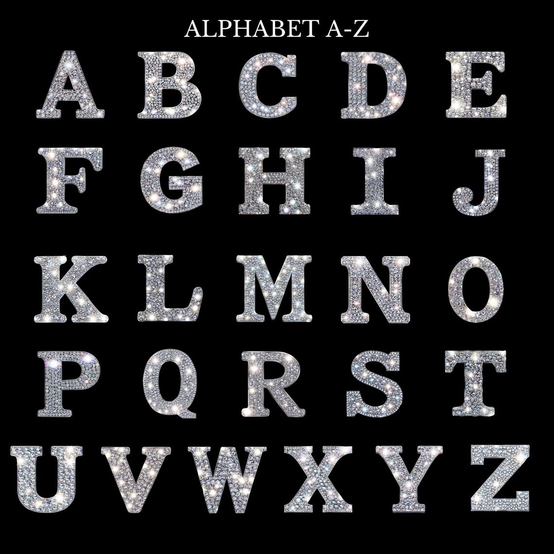 Diamond Rhinestone Alphabet Clip Art: Silver Platinum Letters (PNG ...