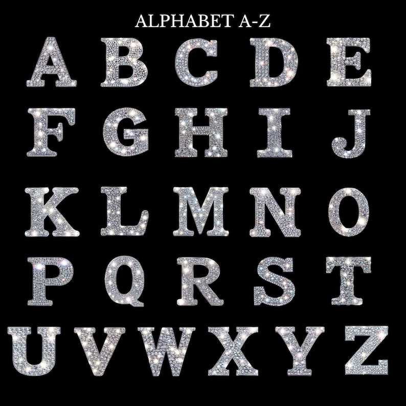 Diamond Rhinestone Alphabet Clip Art: Silver Platinum Letters (PNG ...