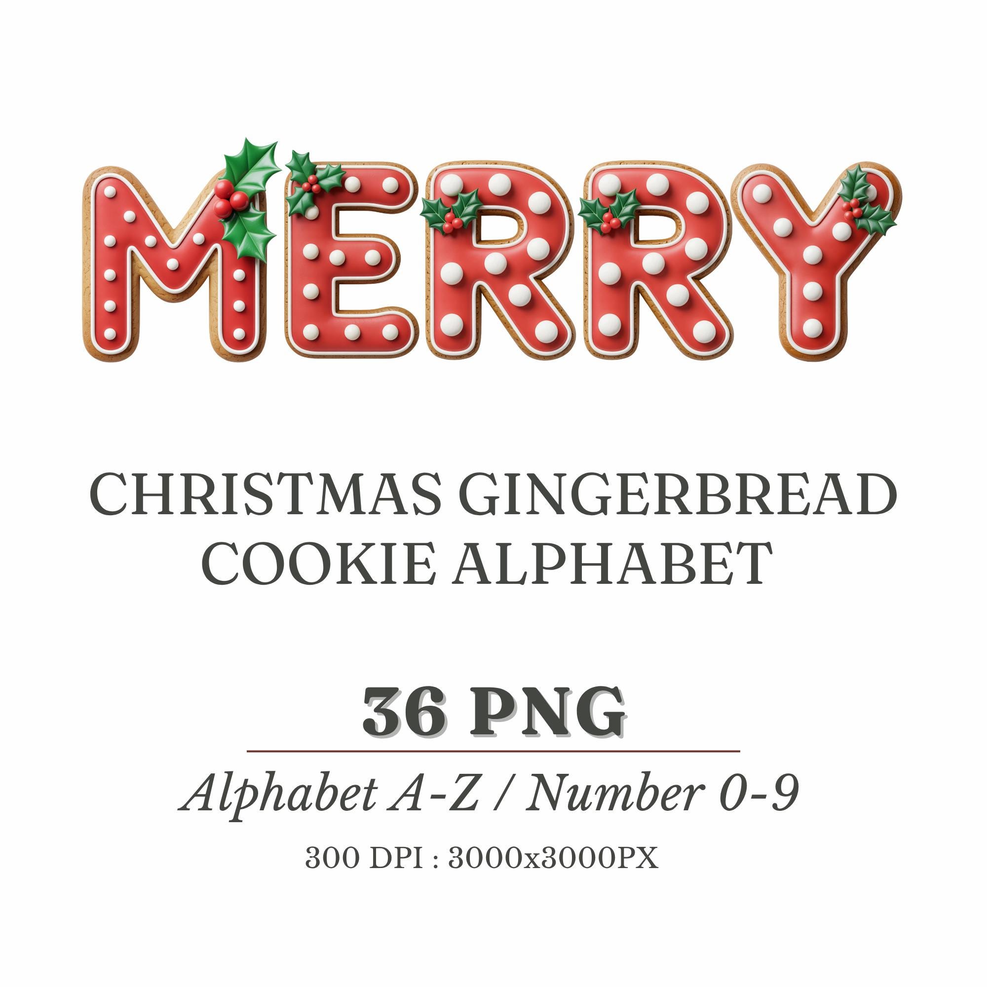Gingerbread Cookie Alphabet Clipart, Holiday Icing Letters, Numbers ...