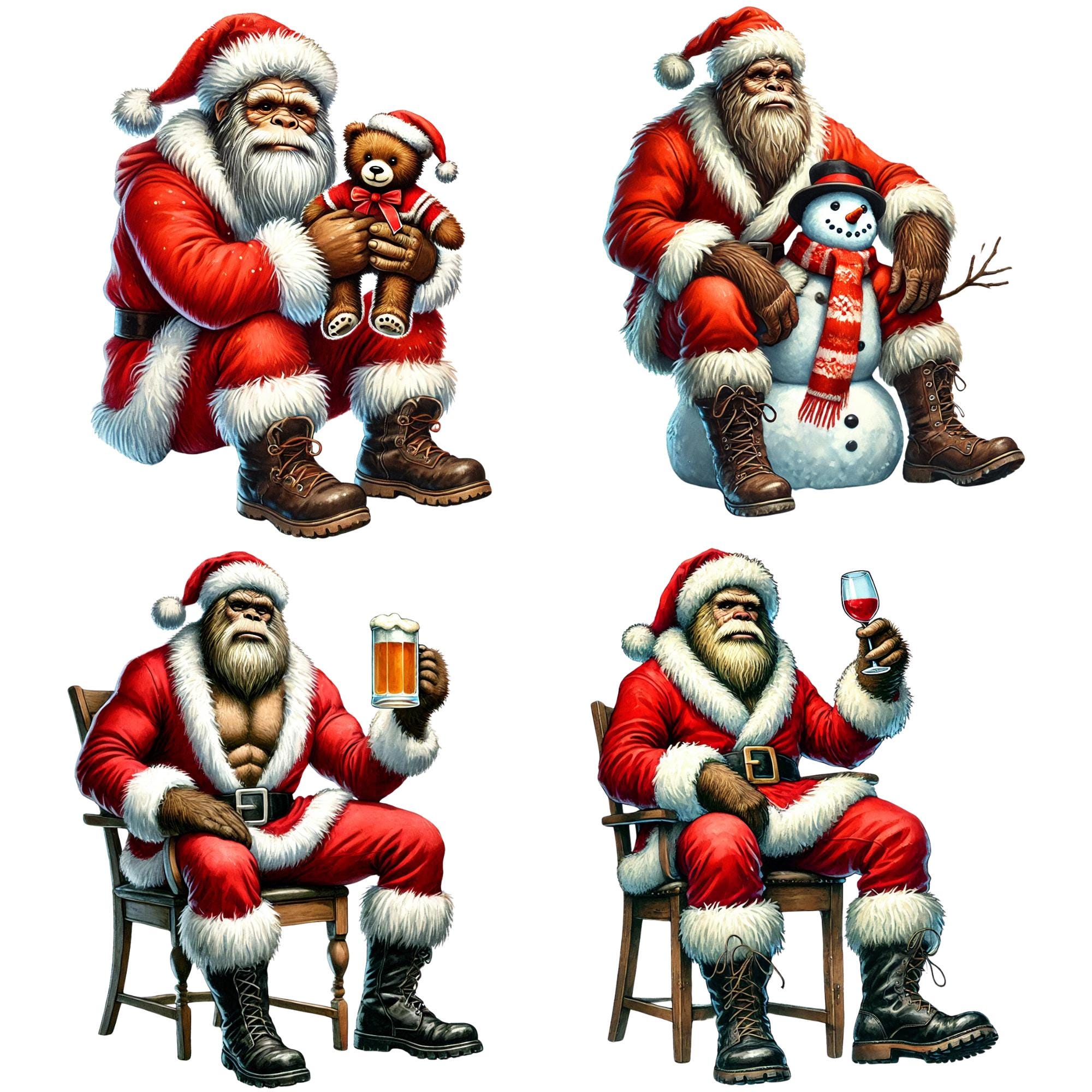 Santa Bigfoot PNG: Christmas Sasquatch Clipart (digital Download) - Etsy