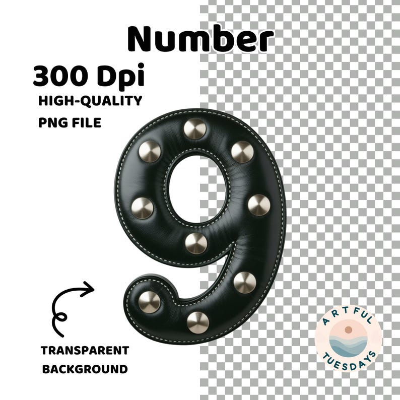 Studded Faux Leather Alphabet & Numbers: Rocker Font PNG (digital ...