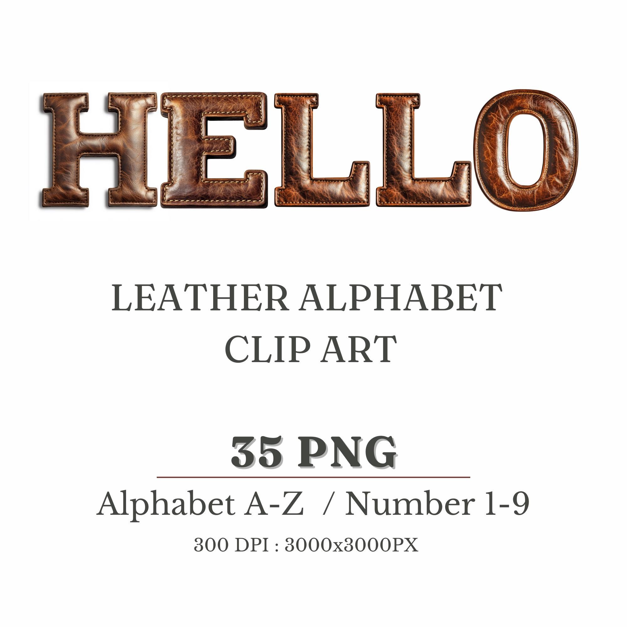 Vintage Leather Alphabet & Numbers: Western Font PNG (digital Download ...