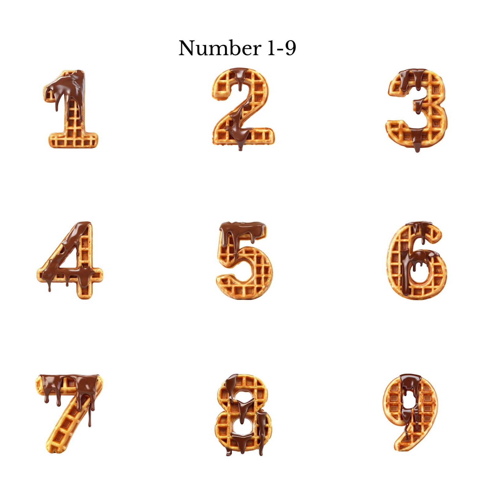 Chocolate Waffle Font: Alphabet & Numbers PNG (digital Download) - Etsy