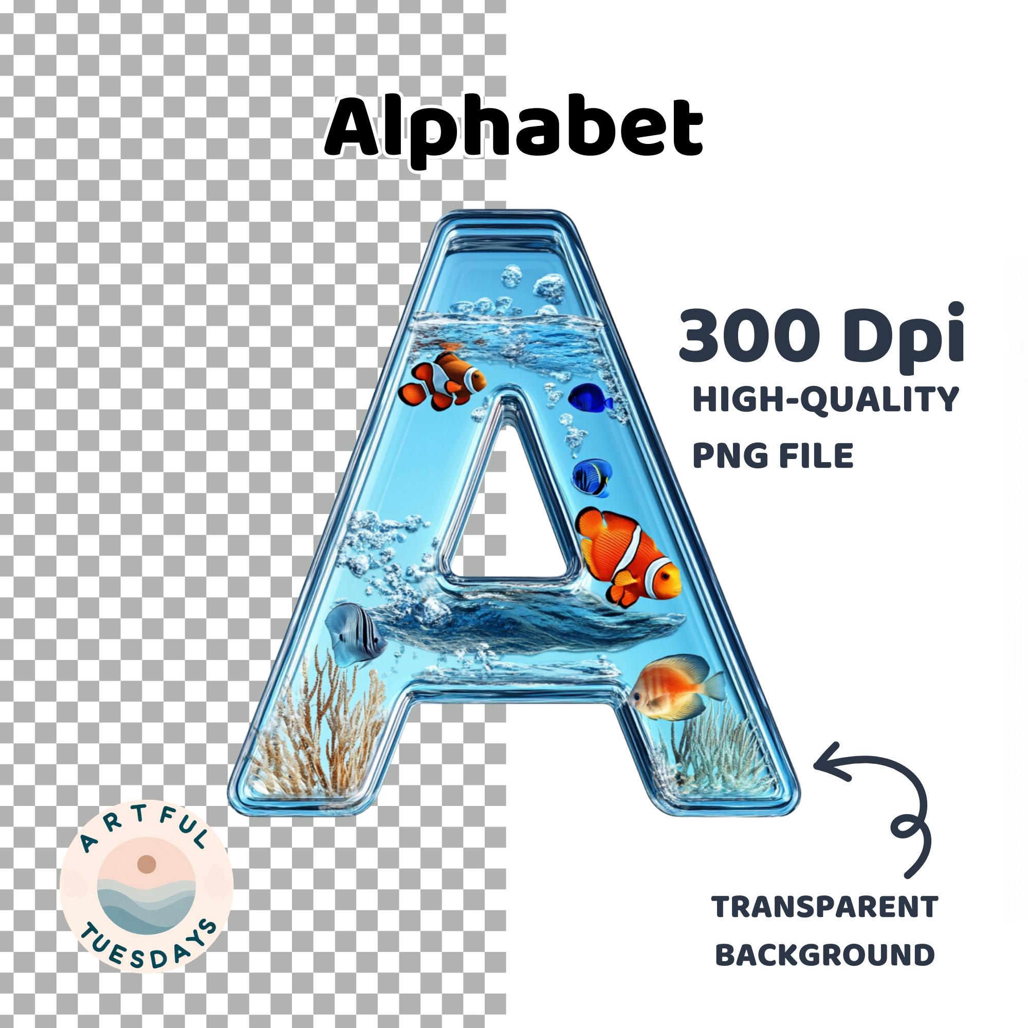 Sea Life Alphabet Clip Art: Ocean Animal Pngs (digital Download) - Etsy