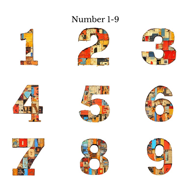 Big Collage Typography Alphabet A-Z & Numbers 1-9 Clip Art, High ...