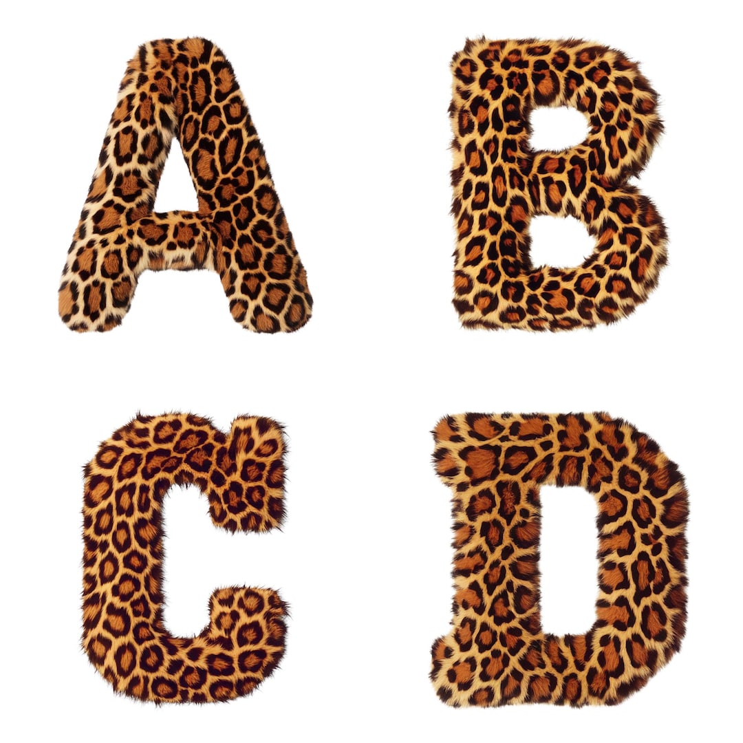 Leopard Fur Alphabet Clipart: Cheetah Print Letters, Numbers (PNG ...