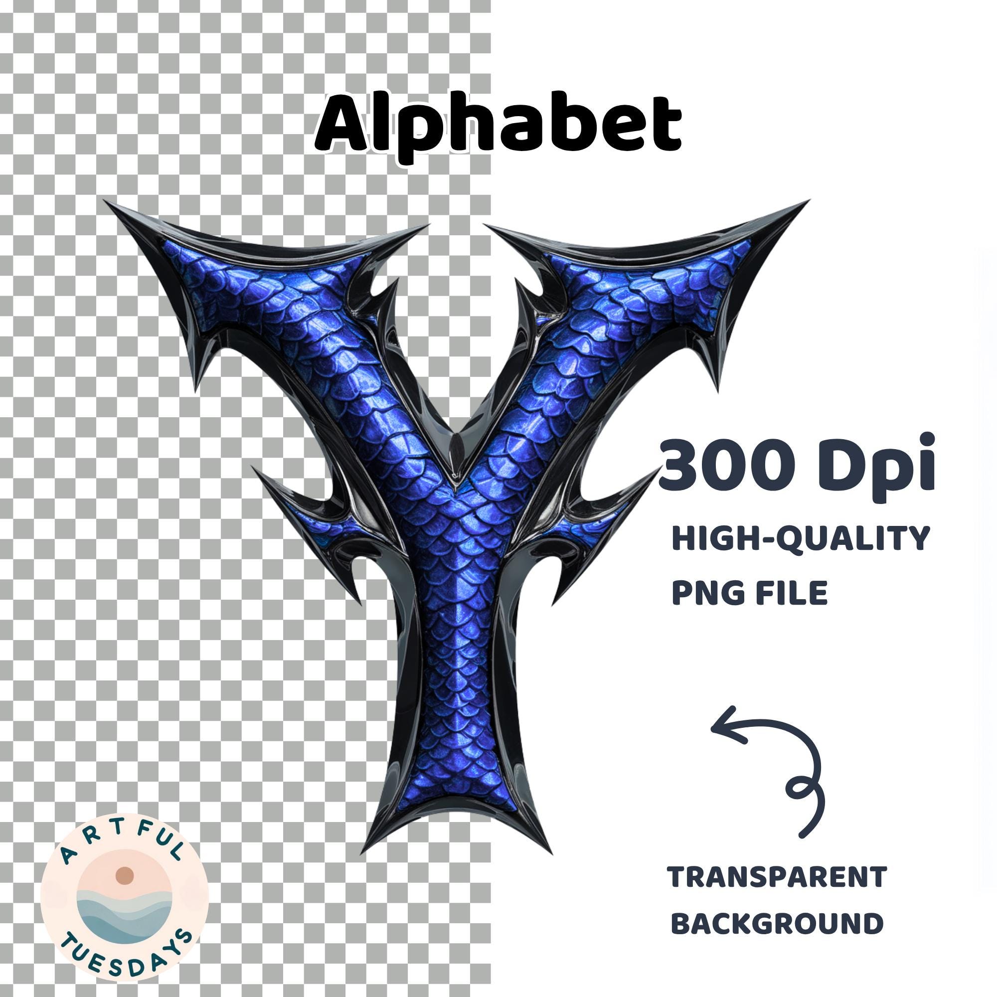 Dragon Scale Alphabet Clipart: Gothic Fantasy Letters, Numbers (PNG ...