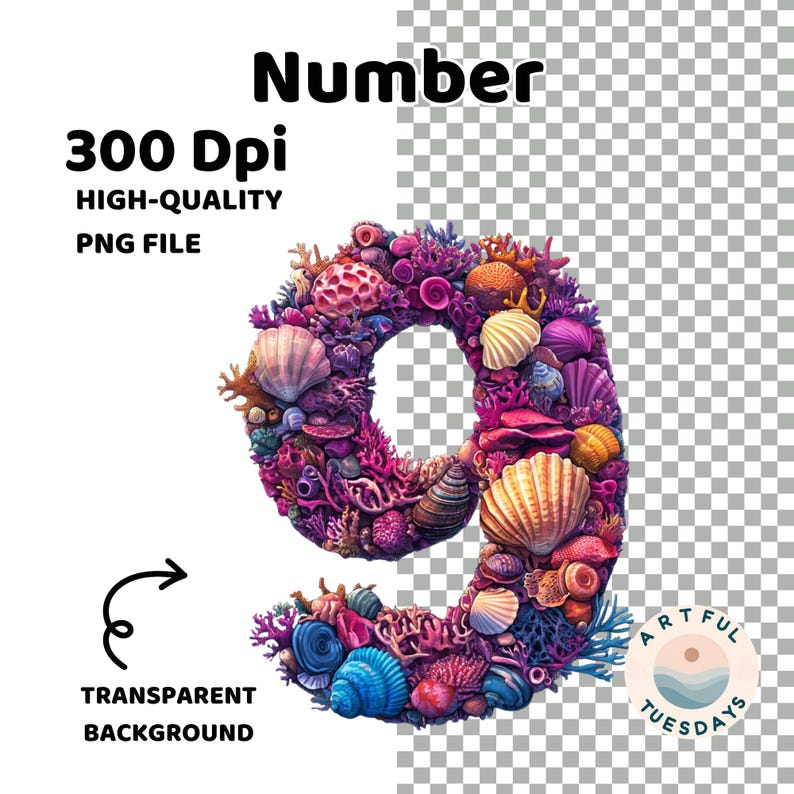 Ocean-themed Alphabet A-Z Numbers 1-9 Clip Art, Coral Reef Letters ...