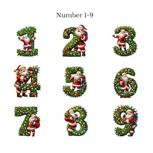 Christmas Alphabet Letters A-Z Numbers 0-9 Clipart | Santa Letters ...